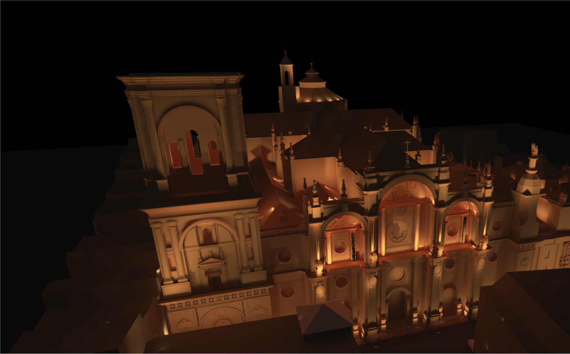 Obras de iluminación artística del exterior de la Santa Iglesia Catedral Metropolitana de la ...